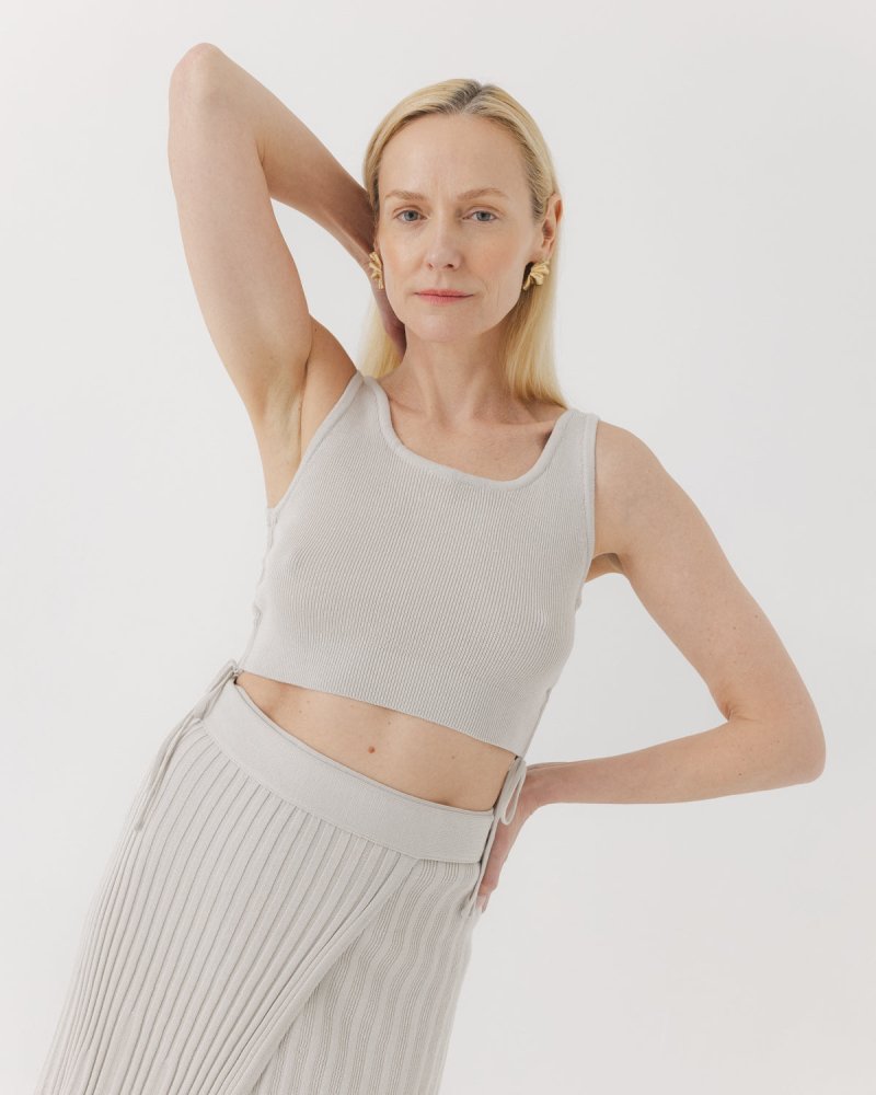 Šatrija Set: Silver Grey Cotton Wrap Skirt & Drebulė Crop Top – The ...