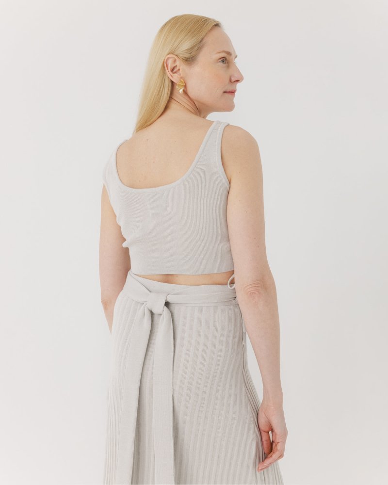 Šatrija Set: Silver Grey Cotton Wrap Skirt & Drebulė Crop Top – The ...