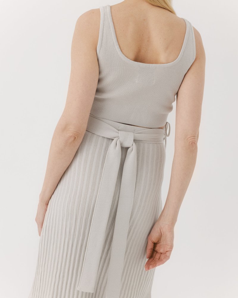 Šatrija Set: Silver Grey Cotton Wrap Skirt & Drebulė Crop Top – The ...