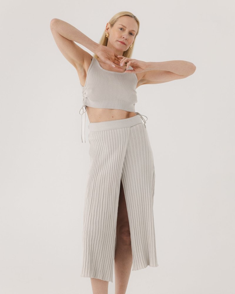 Šatrija Set: Silver Grey Cotton Wrap Skirt & Drebulė Crop Top – The ...