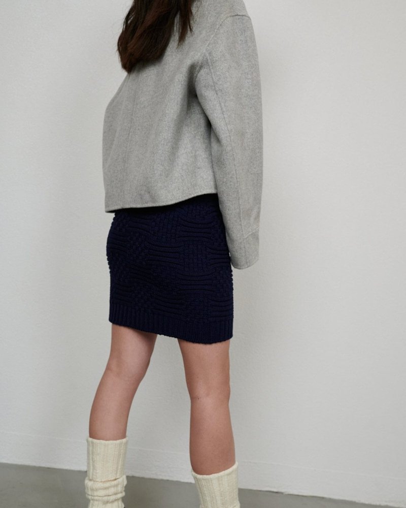 Ventė: Midnight Blue Merino Wool Mini Skirt – The Knotty Ones